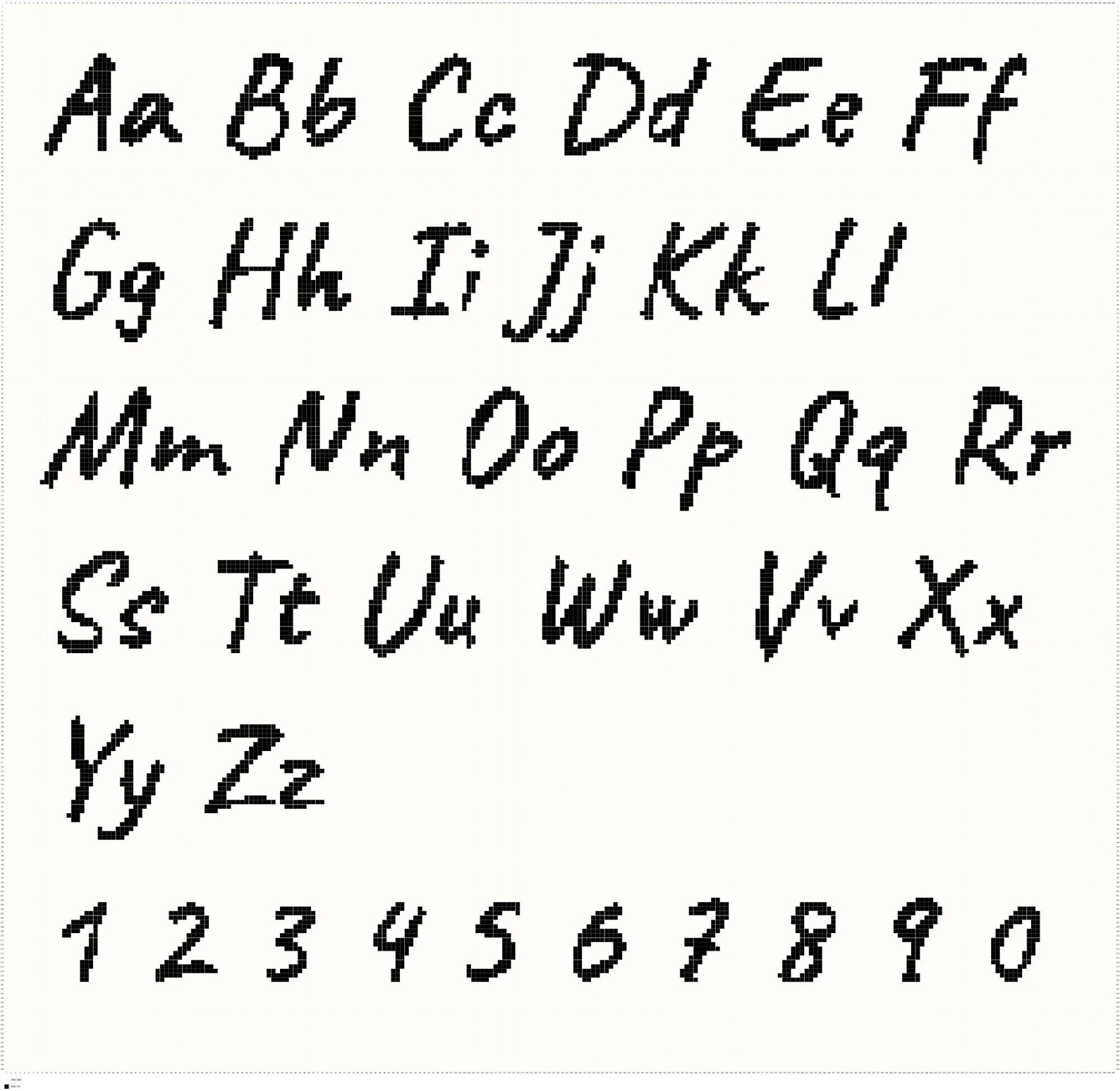 Caveat Font Alphabet Cross Stitch Pattern, Font Cross Stitch Pattern ...