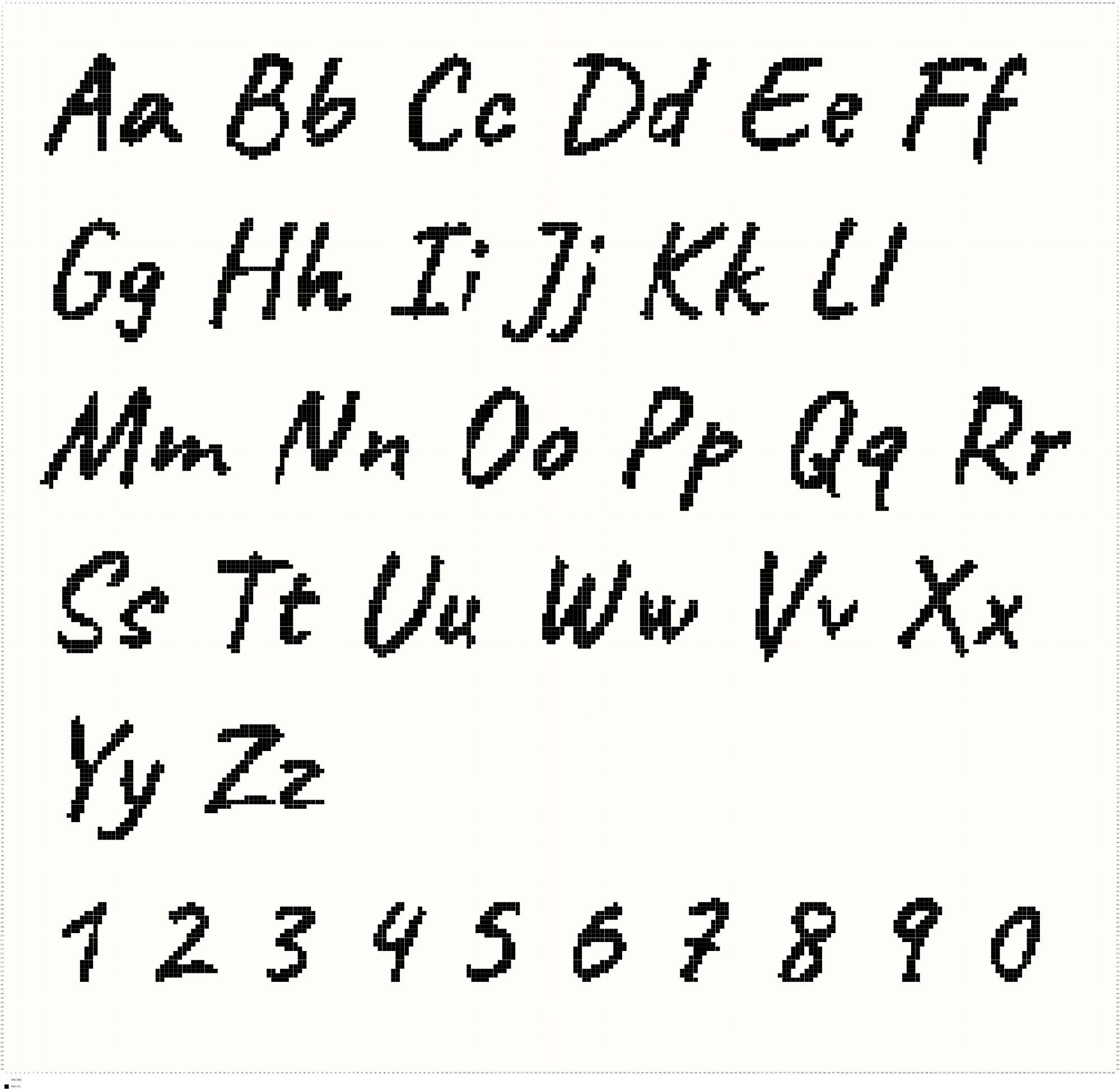 Caveat Font Alphabet Cross Stitch Pattern (PDF) - Etsy