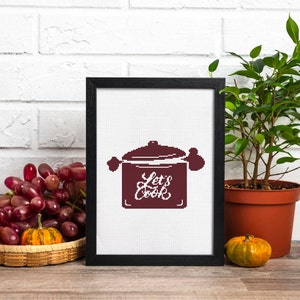 Let's Cook Cross Stitch Pattern, Modern Needlepoint Patterns, Kitchen ...