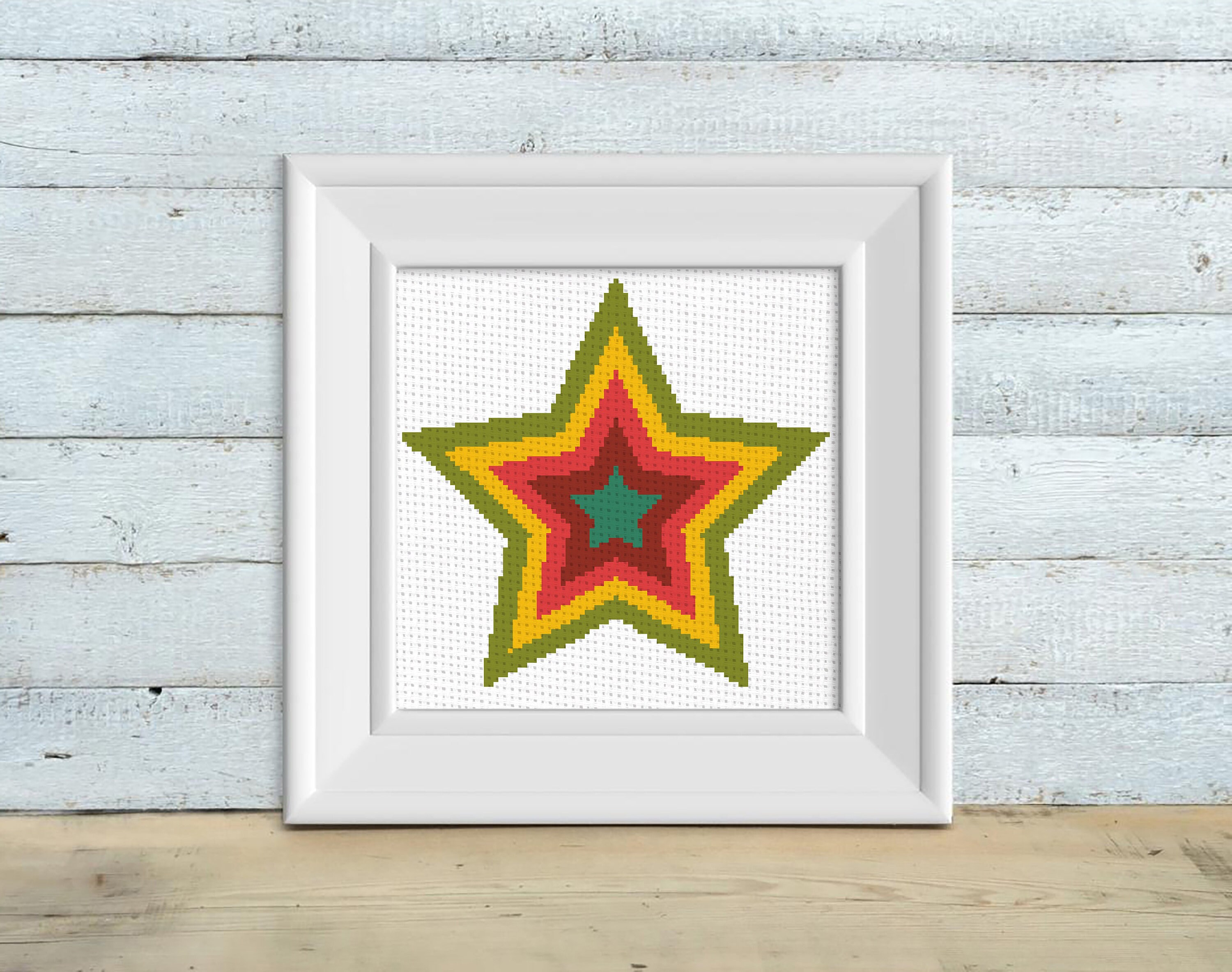 Retro Star Cross Stitch Pattern Pdf, Modern Counted Cross Stitch ...