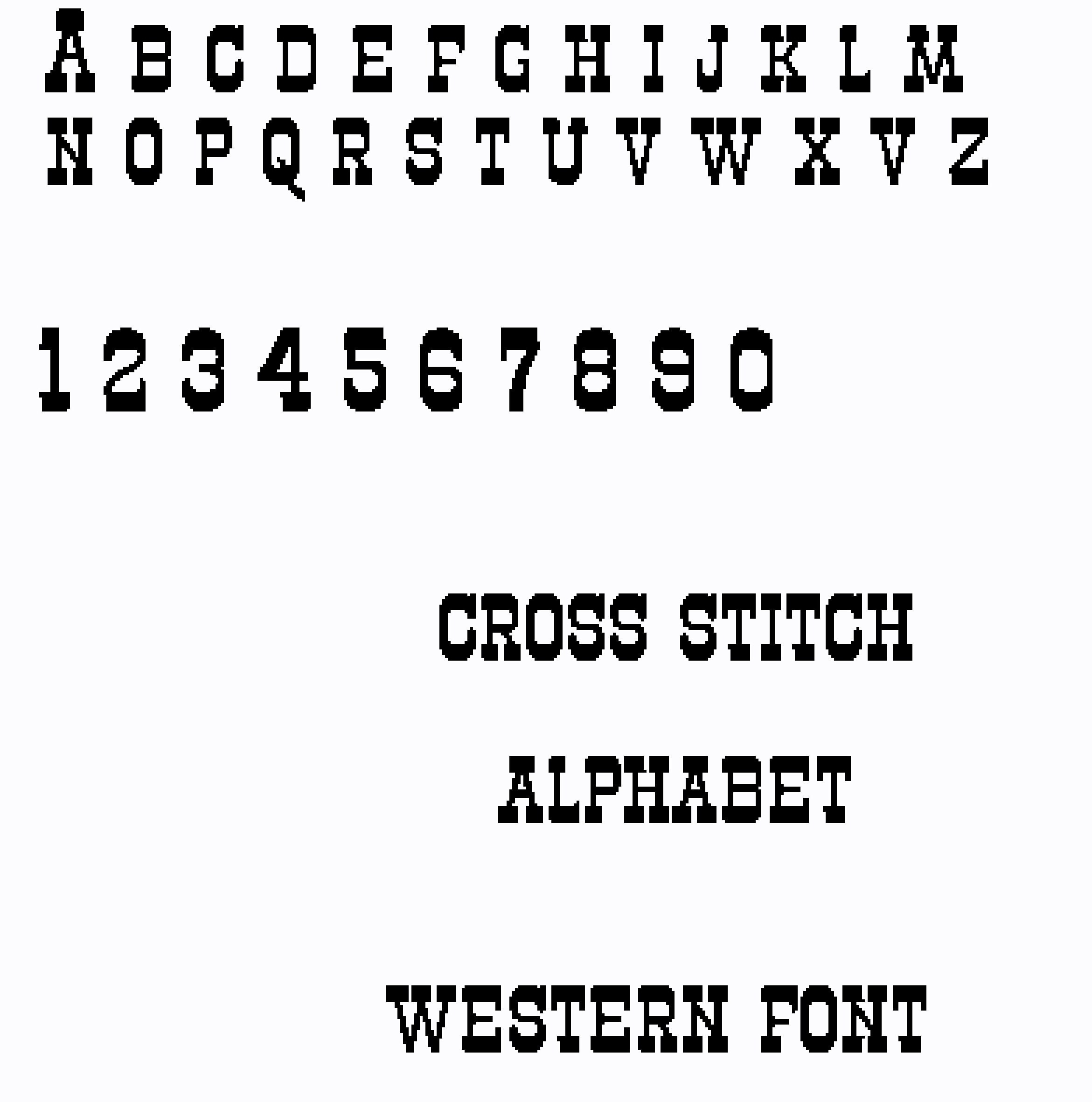 Western Font Cross Stitch Pattern Pdf, Font Alphabet Cross Stitch ...