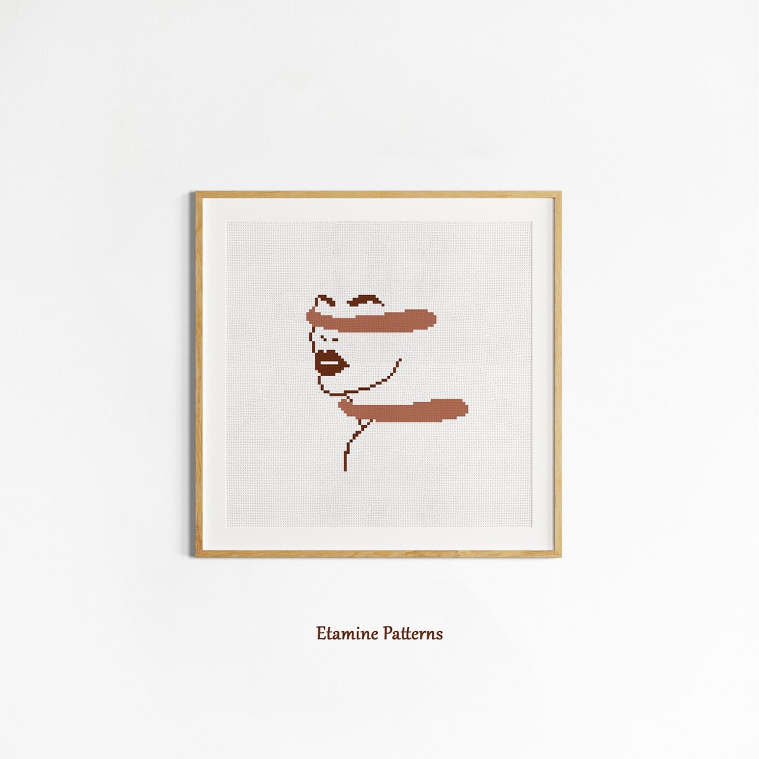 Line Art Female Portrait Cross Stitch Pdf Pattern, Mid Century Modern ...