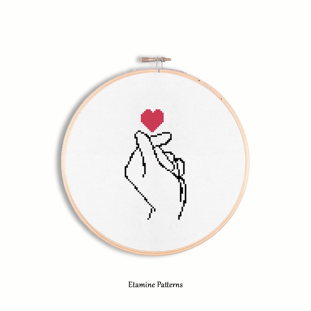 Line Art Hand Cross Stitch Pattern Pdf, Hand Embroidery Hoop Art ...