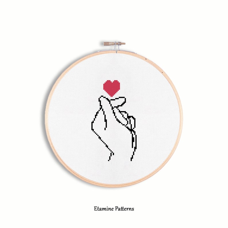 Line Art Hand Cross Stitch Pattern Pdf Hand Embroidery Hoop - Etsy
