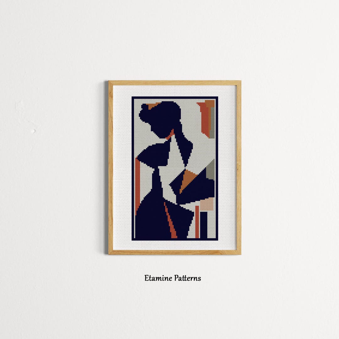 Geometric Woman Silhouette Cross Stitch Pattern, Abstract Embroidery ...