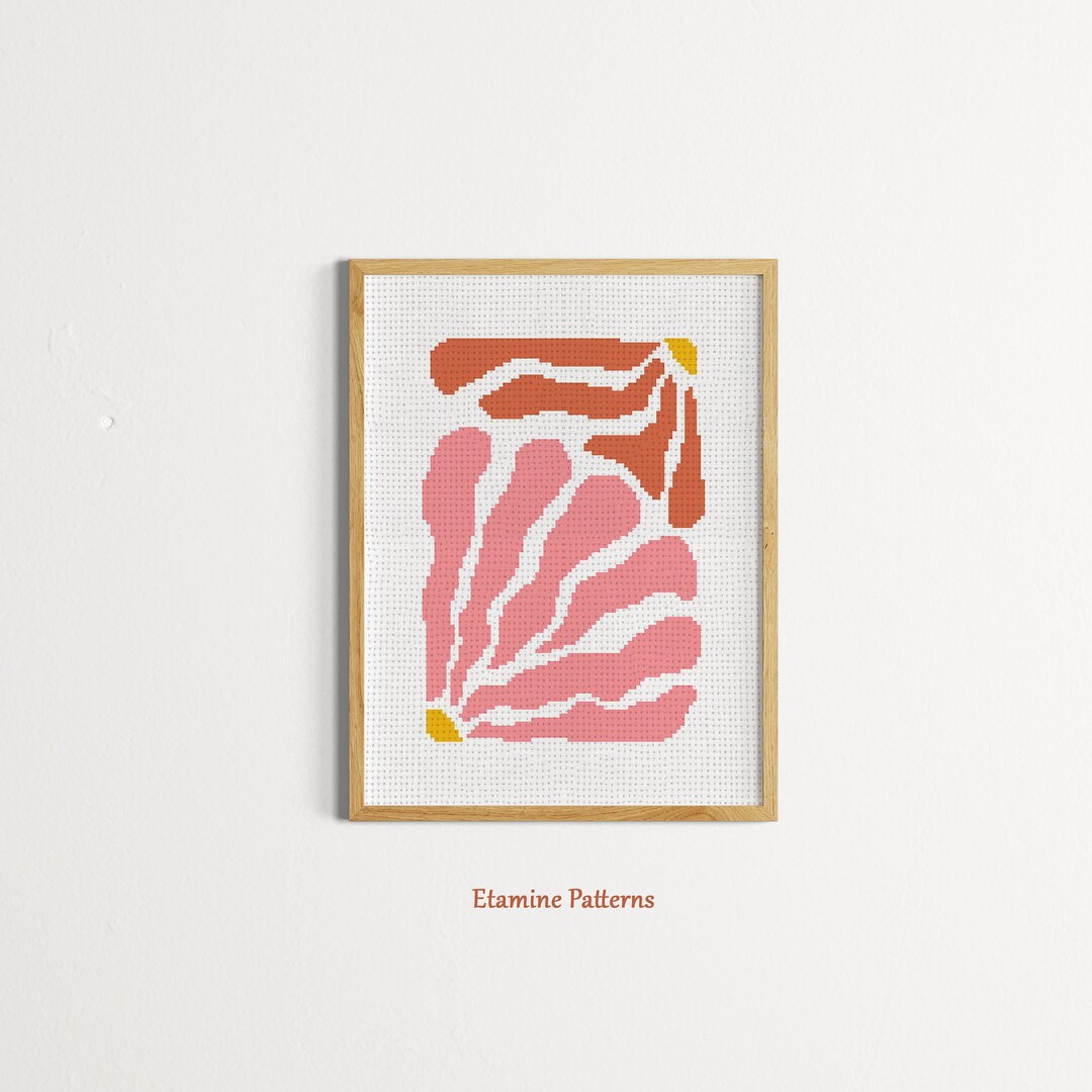 Wavy Floral Cross Stitch Pdf Pattern, Abstract Embroidery Patterns ...