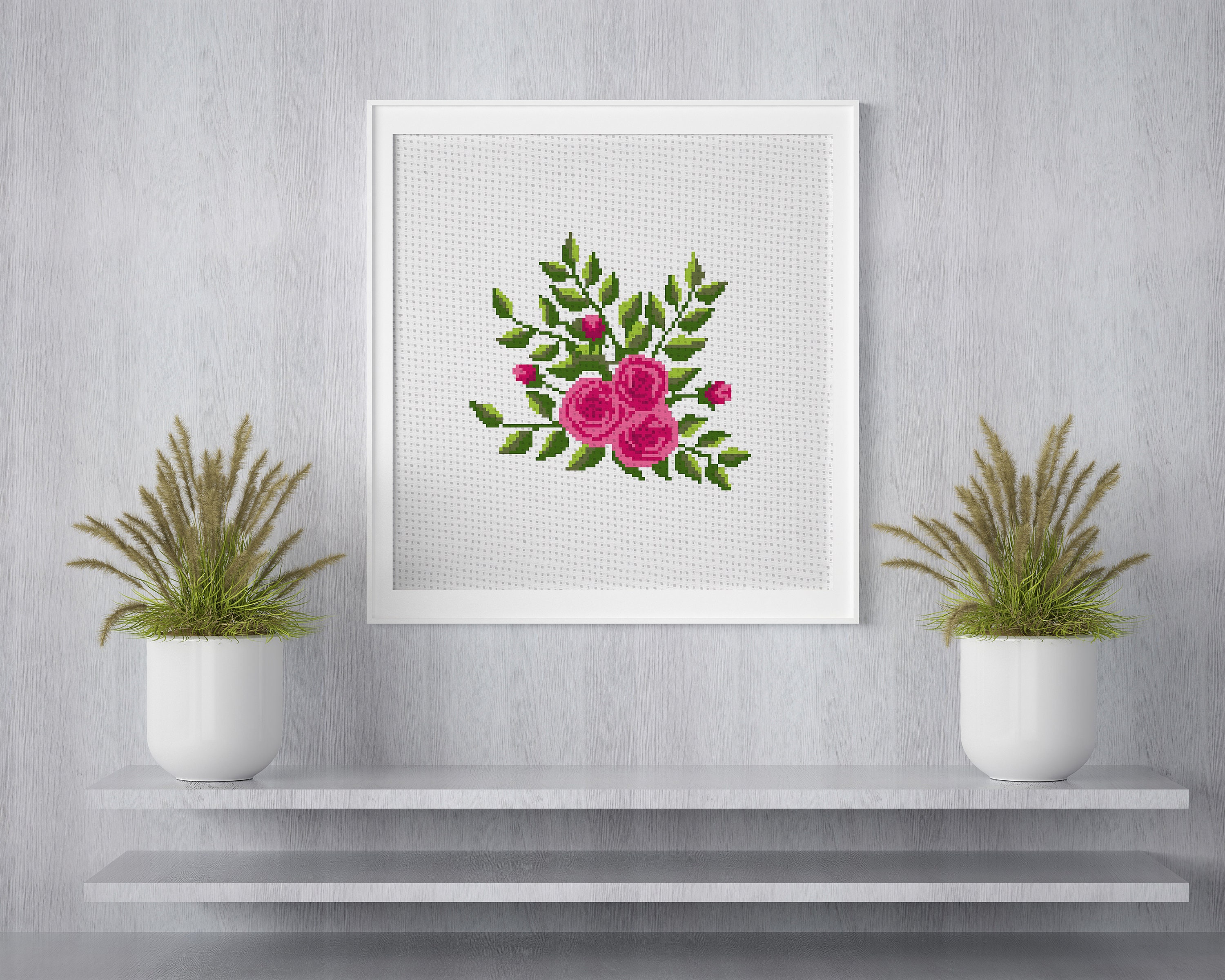 Rose Bouquet Cross Stitch Pattern, Pdf Cross Stitch Chart, Modern ...