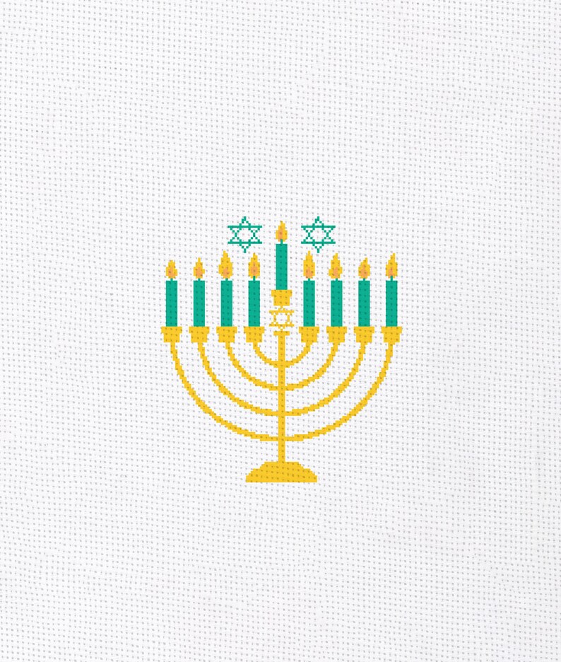 Hanukkah Cross Stitch Pattern Pdf, Menorah Cross Stitch Pattern, Cross ...