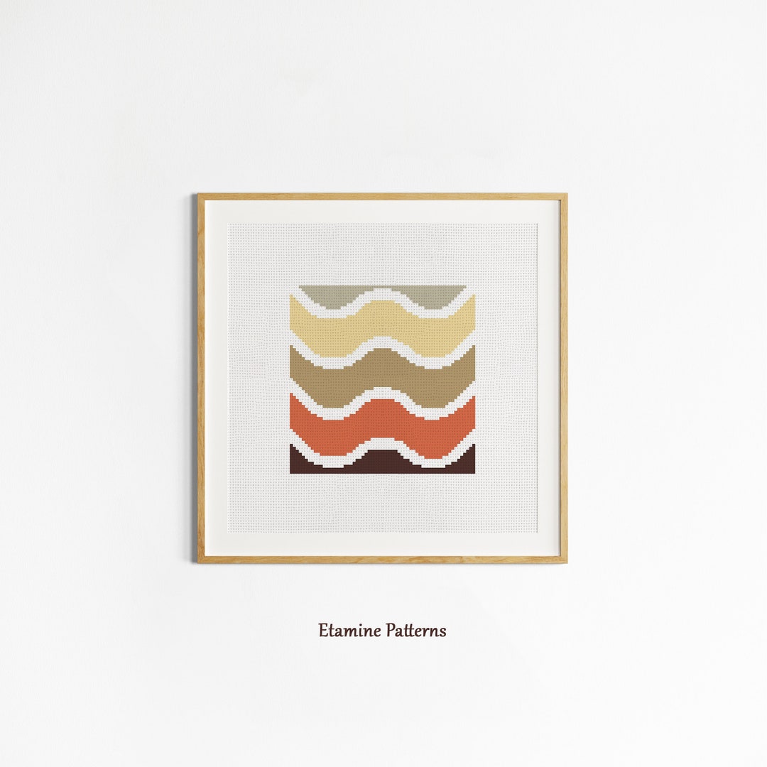 Wavy Retro Cross Stitch Pdf Pattern, Geometric Embroidery Patterns ...