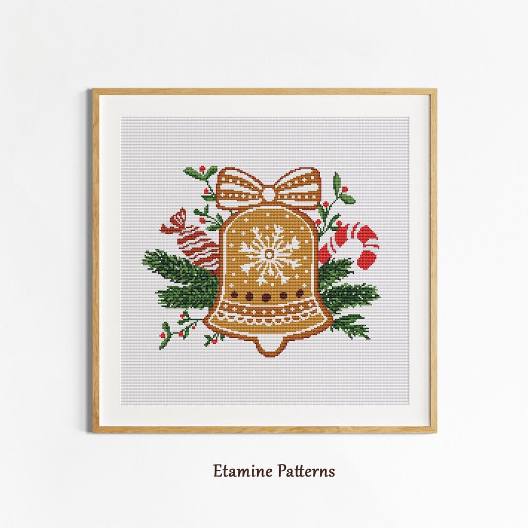 Christmas Gingerbread Bell Cross Stitch Pattern PDF - Etsy