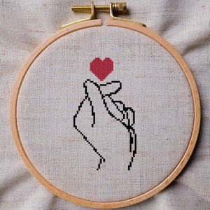 Line Art Hand Cross Stitch Pattern Pdf, Hand Embroidery Hoop Art ...