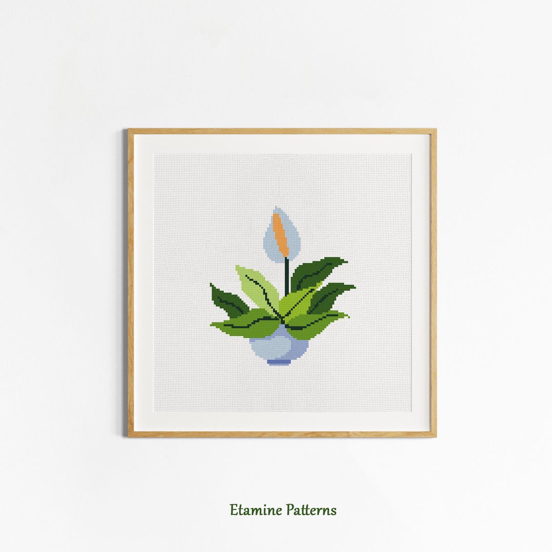 Peace Lily Cross Stitch Pdf Pattern, House Plant Cross Stitch Patterns ...