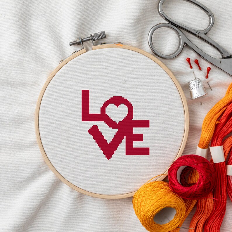 Love Cross Stitch Pdf Pattern, Valentine's Day Cross Stitch Charts ...