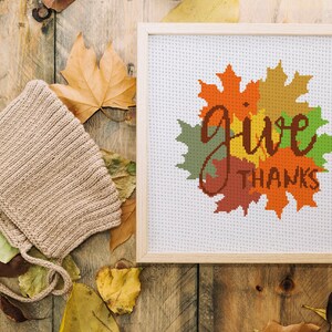 Give Thanks Cross Stitch Pattern Pdf, Thanksgiving Day Cross Stitch ...