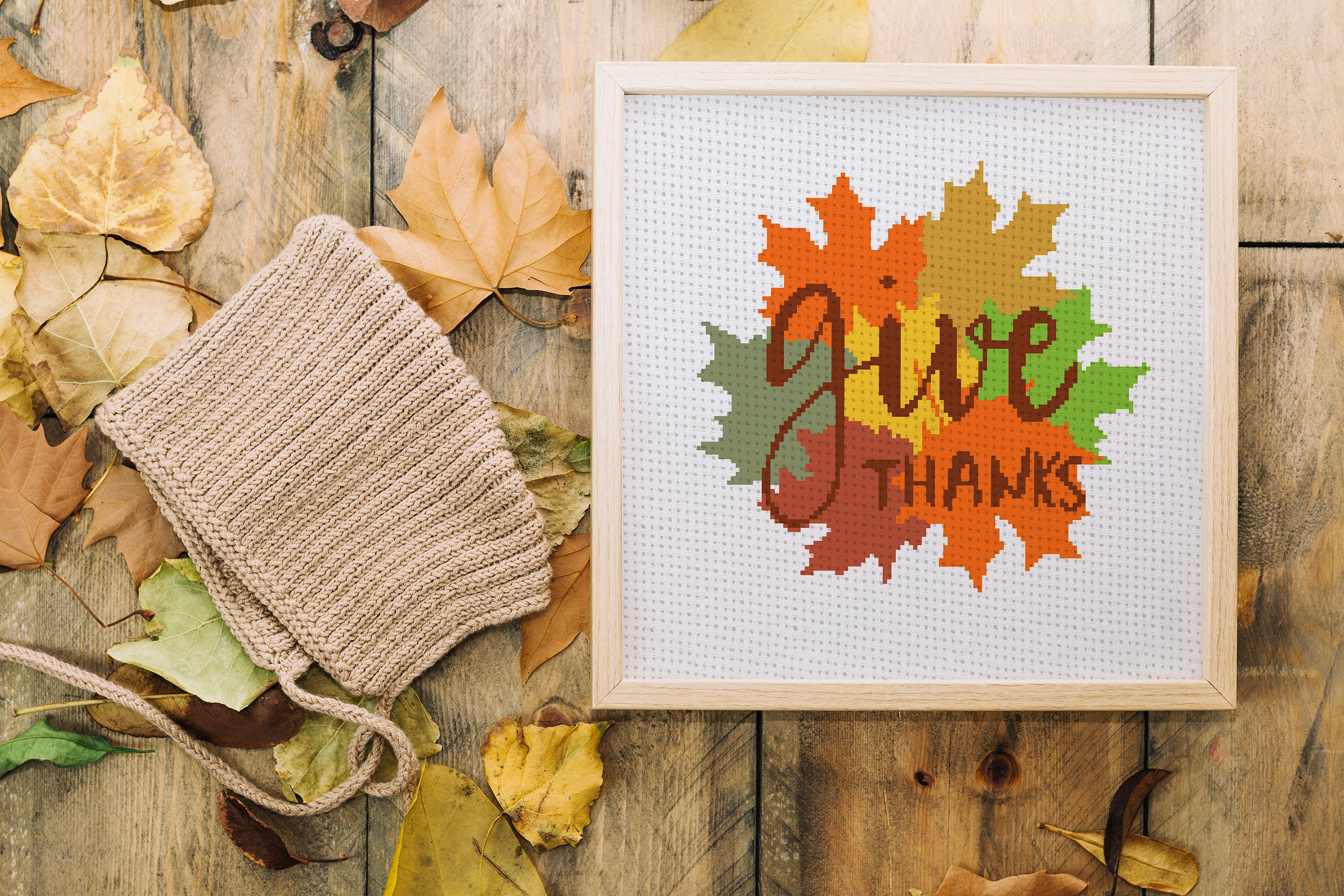 Give Thanks Cross Stitch Pattern Pdf, Thanksgiving Day Cross Stitch ...