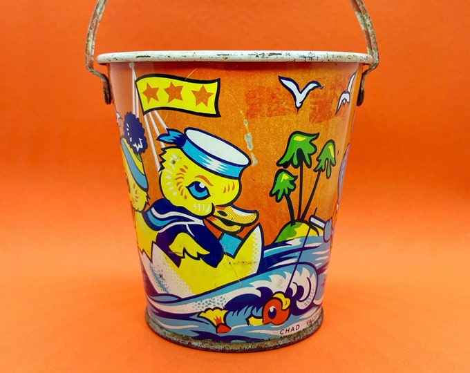 Vintage Chad Valley Tin Toy Pail Bucket - Etsy