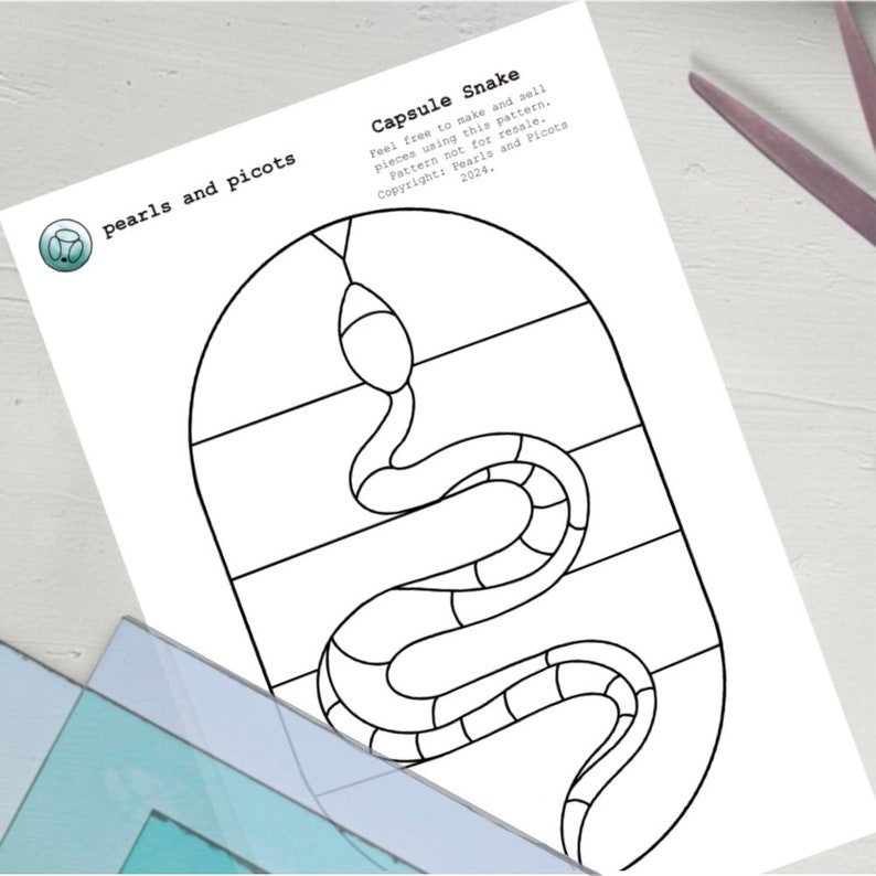 Capsule Snake Stained Glass Pattern, Stained Glass Patterns, Digital ...