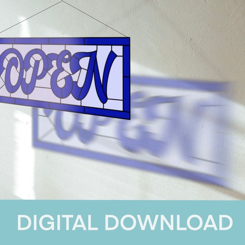 Open Sign Stained Glass Pattern, Stained Glass Patterns, Digital ...