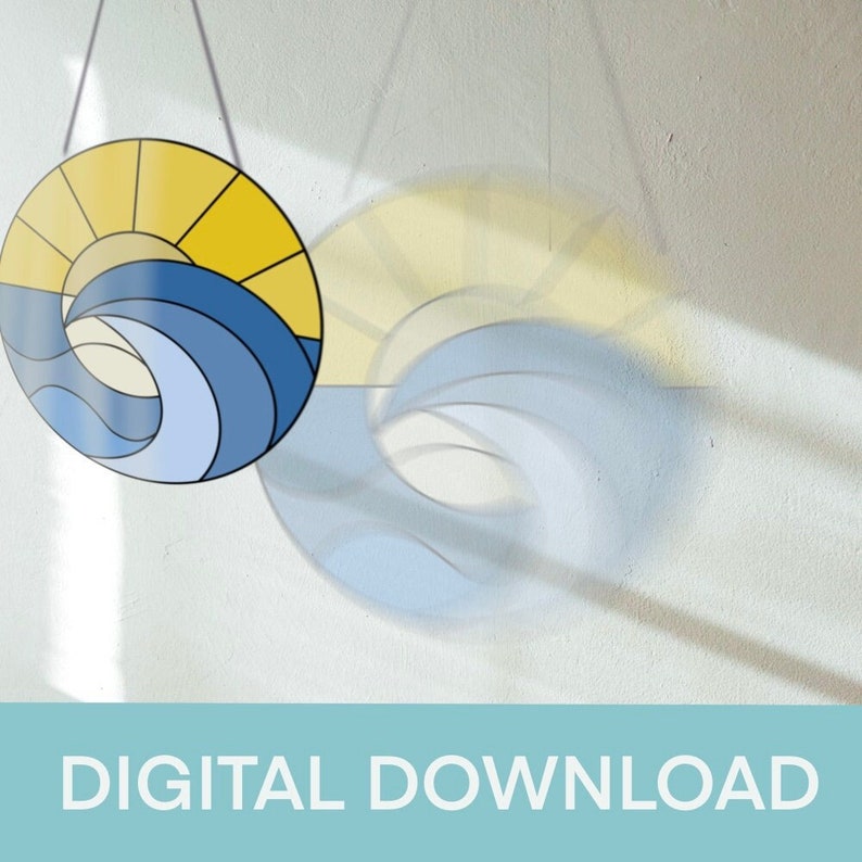 Elements Water Stained Glass Pattern, Stained Glass Patterns, Digital ...