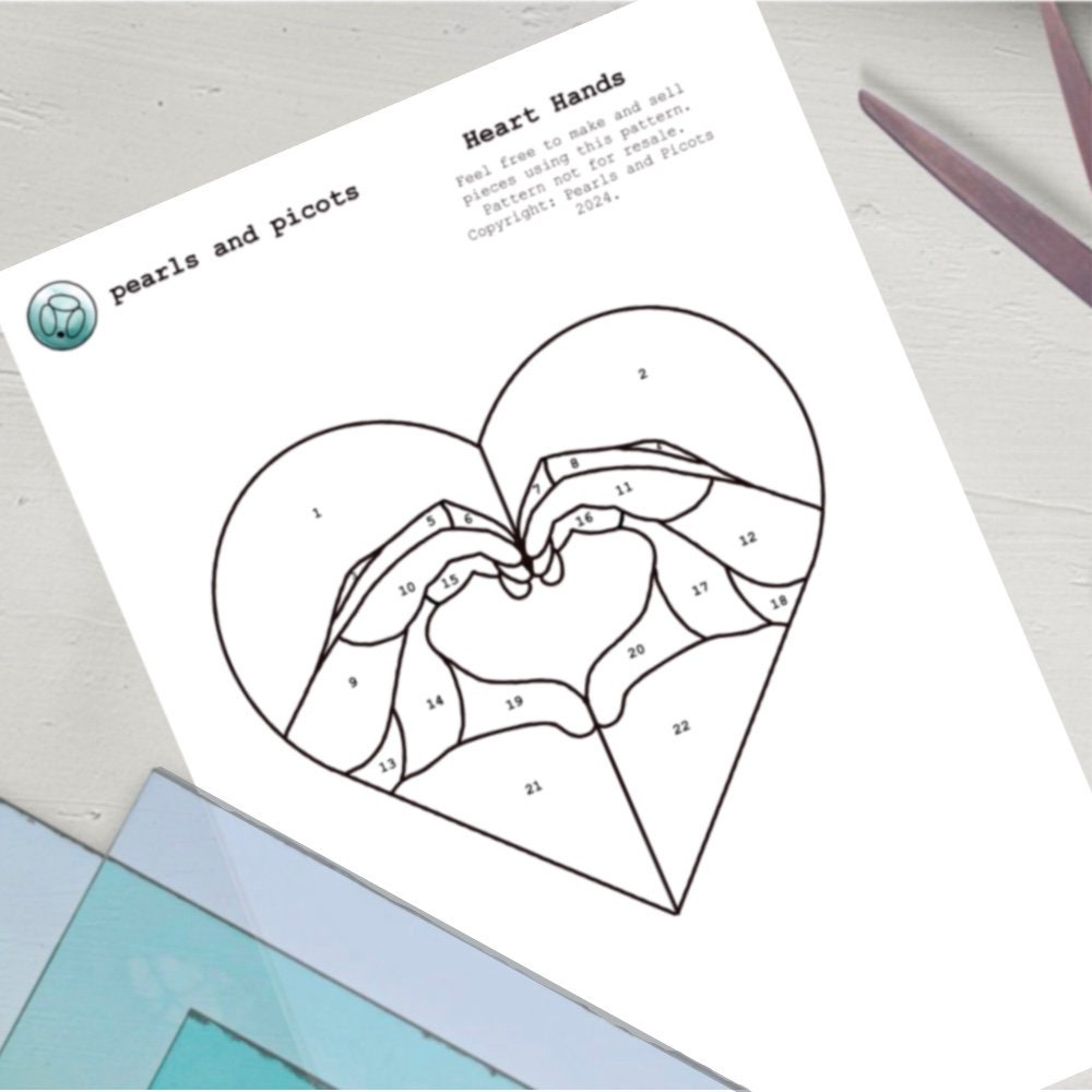 Heart Hands Stained Glass Pattern, Stained Glass Patterns, Digital ...
