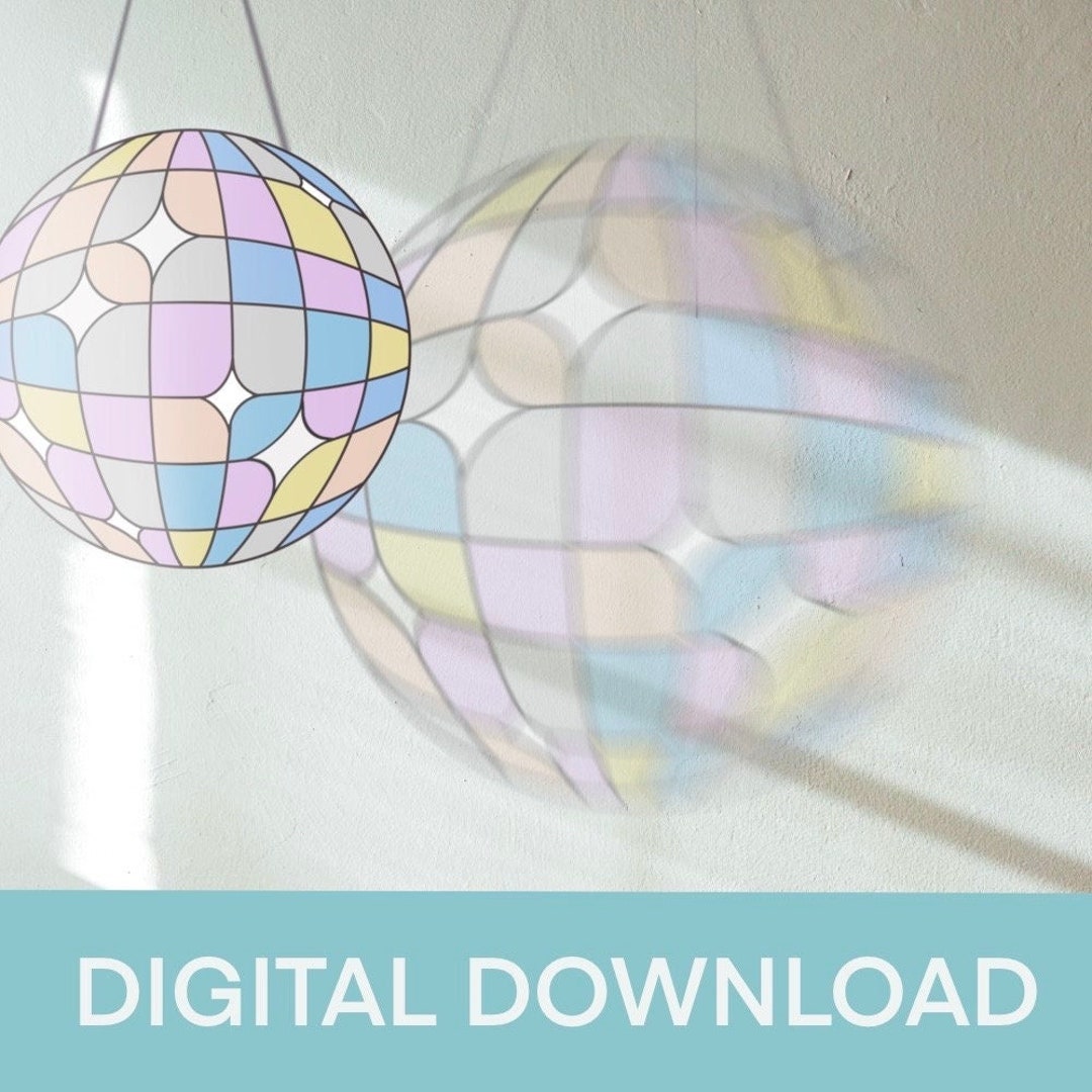 Disco Ball Stained Glass Pattern, Stained Glass Patterns, Digital ...