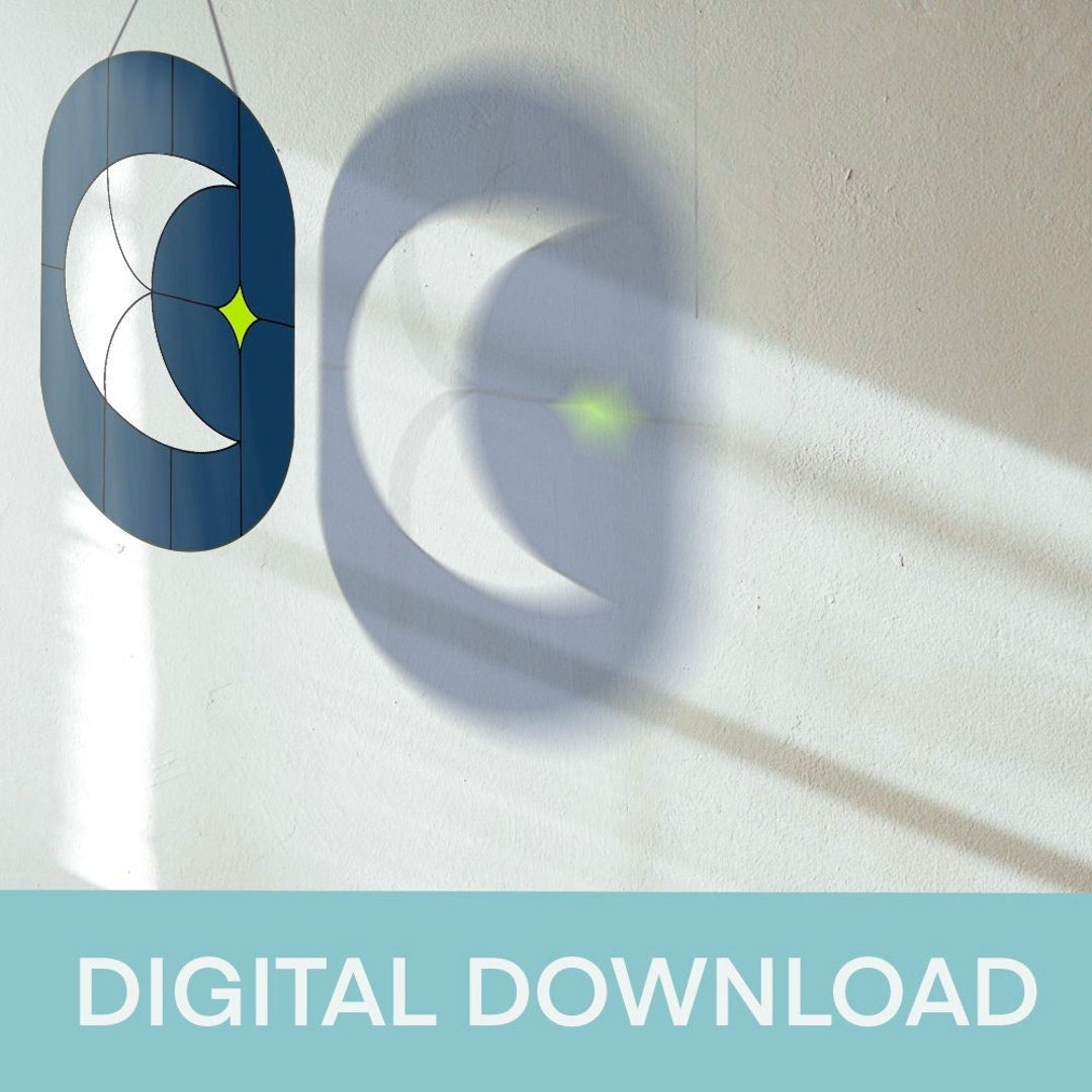 Moon and Star Stained Glass Pattern, Capsule Design (digital Download ...