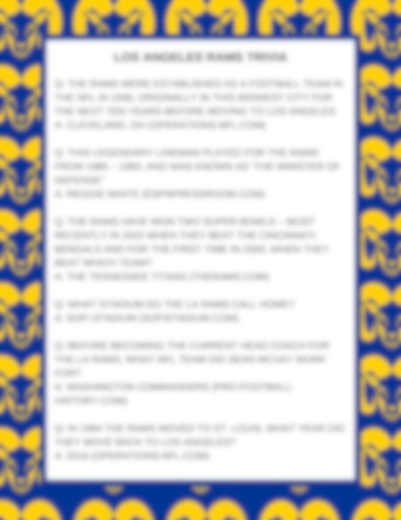 LA Rams Football Trivia | Los Angeles Rams NFL Quiz Game | LA Rams ...