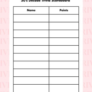 50s Themed Trivia Questions | 1950s Quiz Game | Fifties Trivia | Bar ...