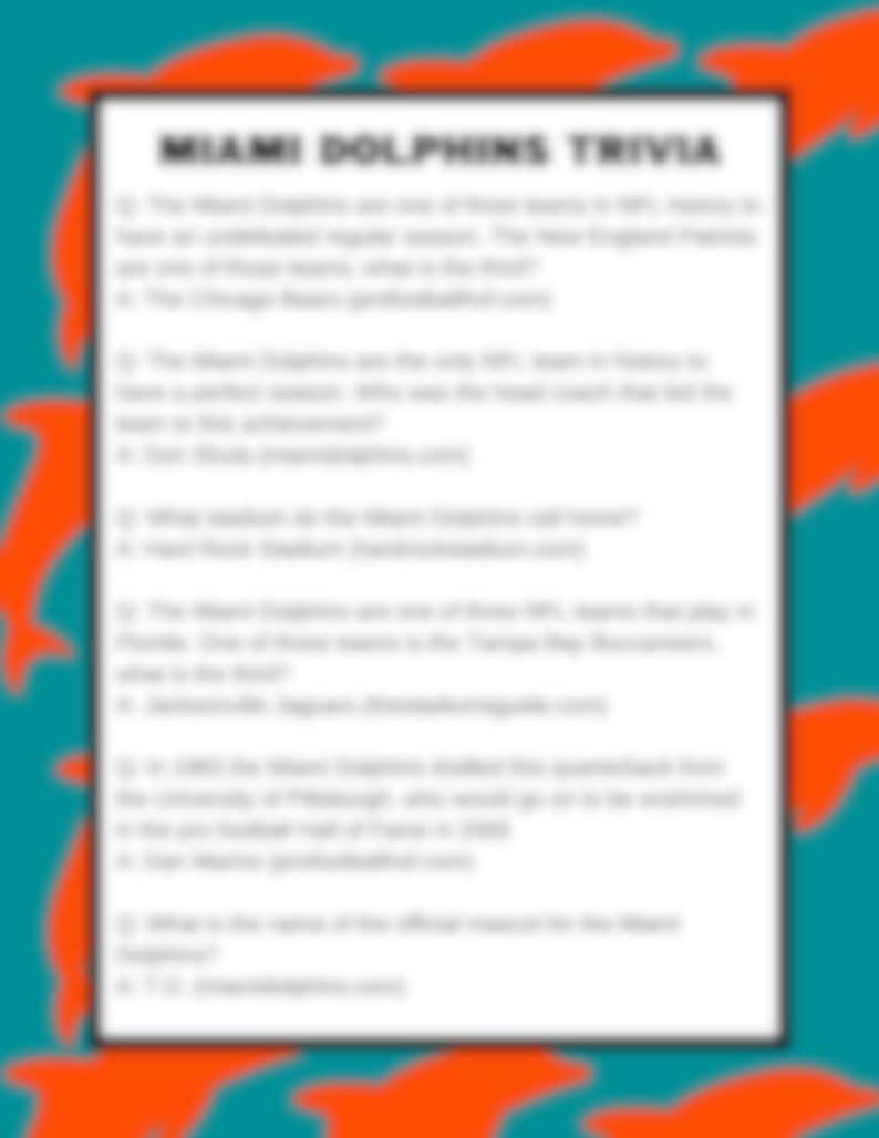 Miami Dolphins Trivia | NFL Trivia Game | Miami Dolphins Football ...