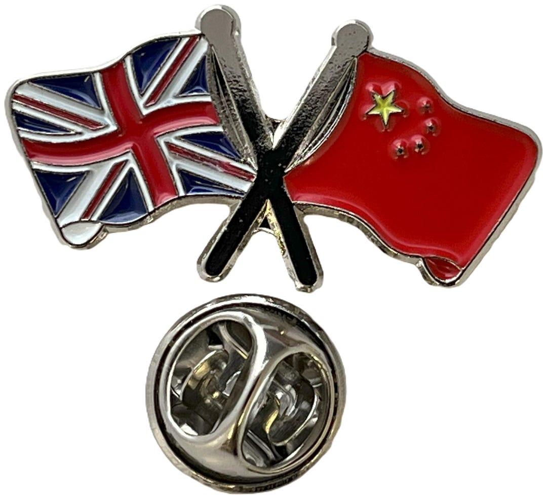 Union Jack & China Flag Friendship Pin Badge Enamel Small Metal Lapel ...