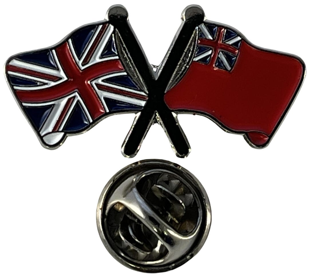Union Jack & Red Ensign Flag Friendship Pin Badge Enamel Small Metal ...