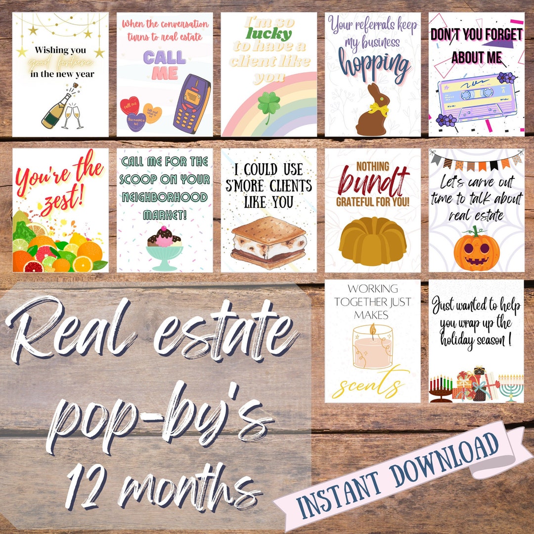 12 Months of Real Estate Pop-by's instant Digital - Etsy