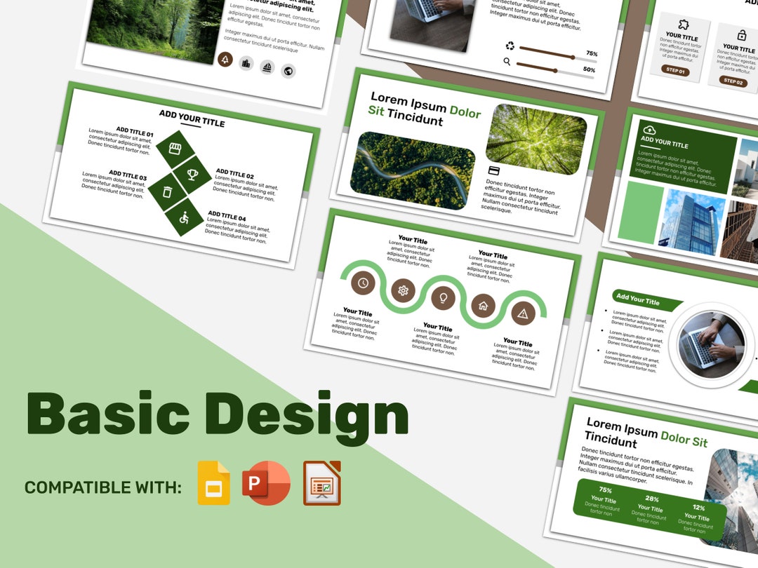Basic Presentation Template | Powerpoint | Simple | Forest Theme - Etsy
