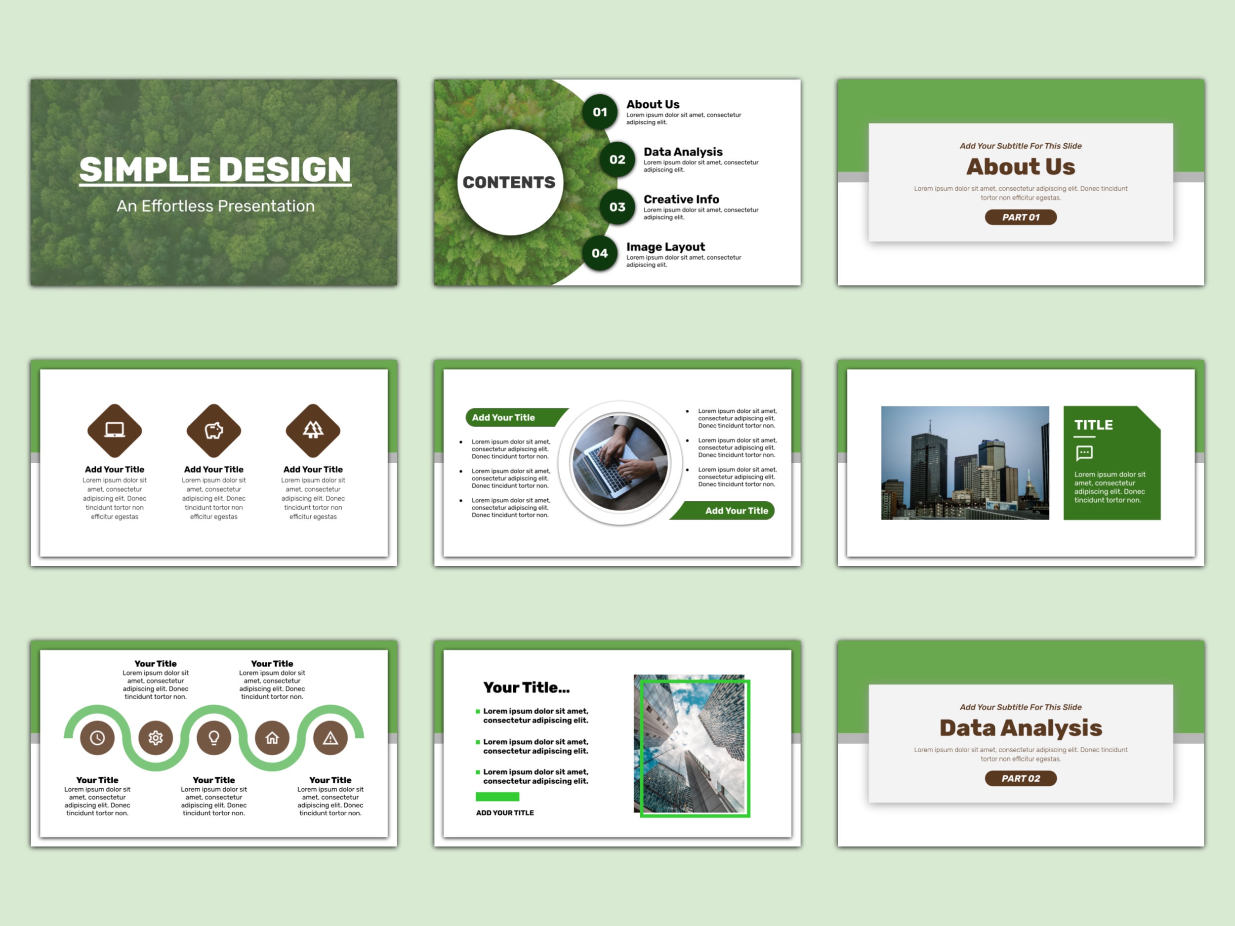 Basic Presentation Template | Powerpoint | Simple | Forest Theme - Etsy