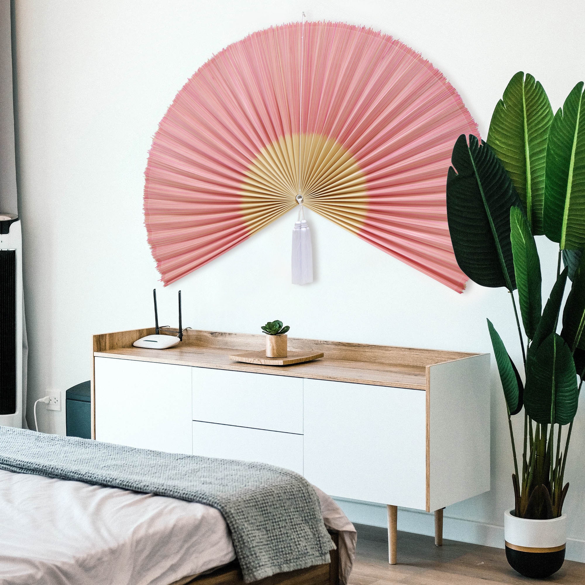 Large Bamboo Wall Fan Decor – Handwoven Vietnamese Folding Fan Wall Art ...