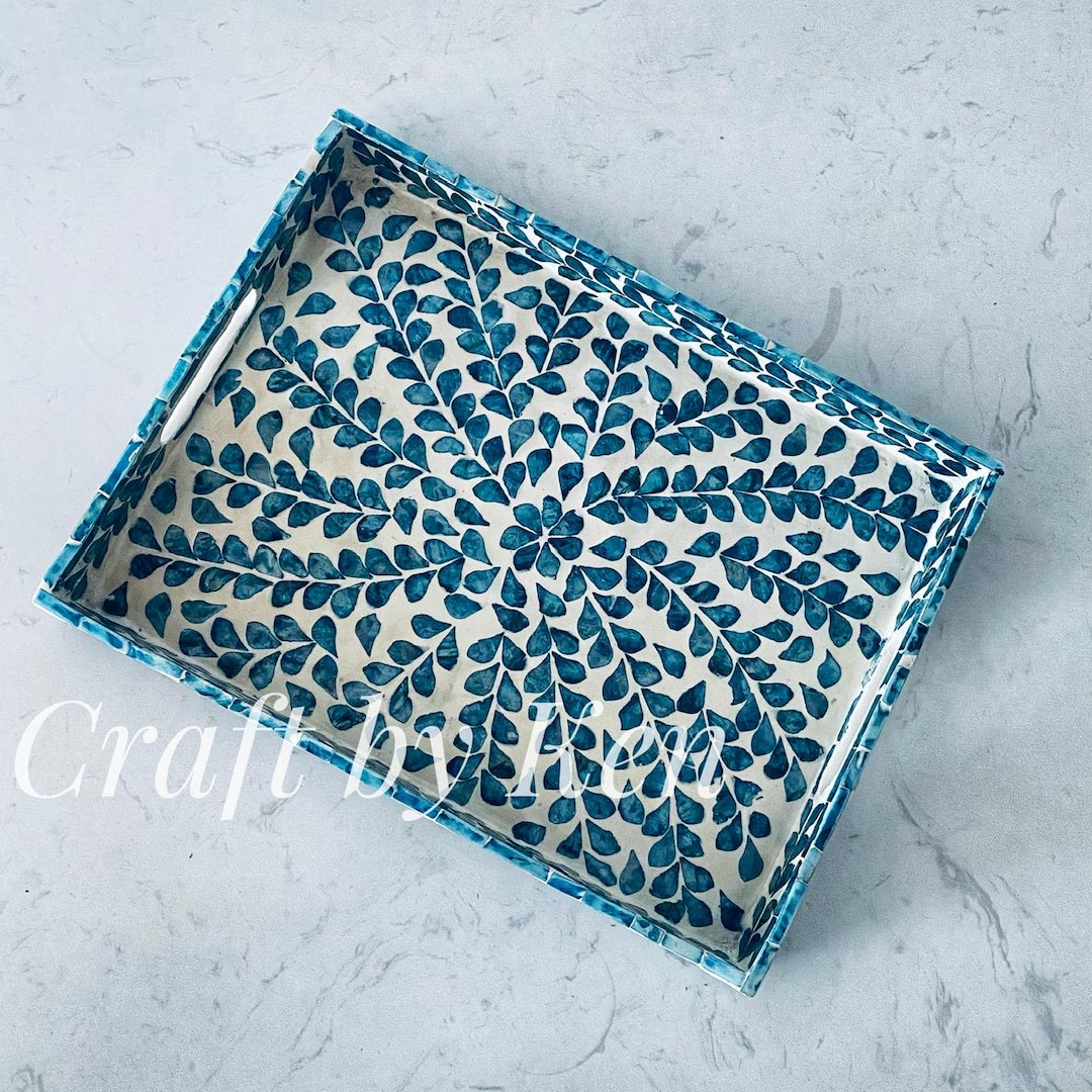 Luxurious Mother of Pearl Inlay Tray – Handmade Decorative Serving Tray ...