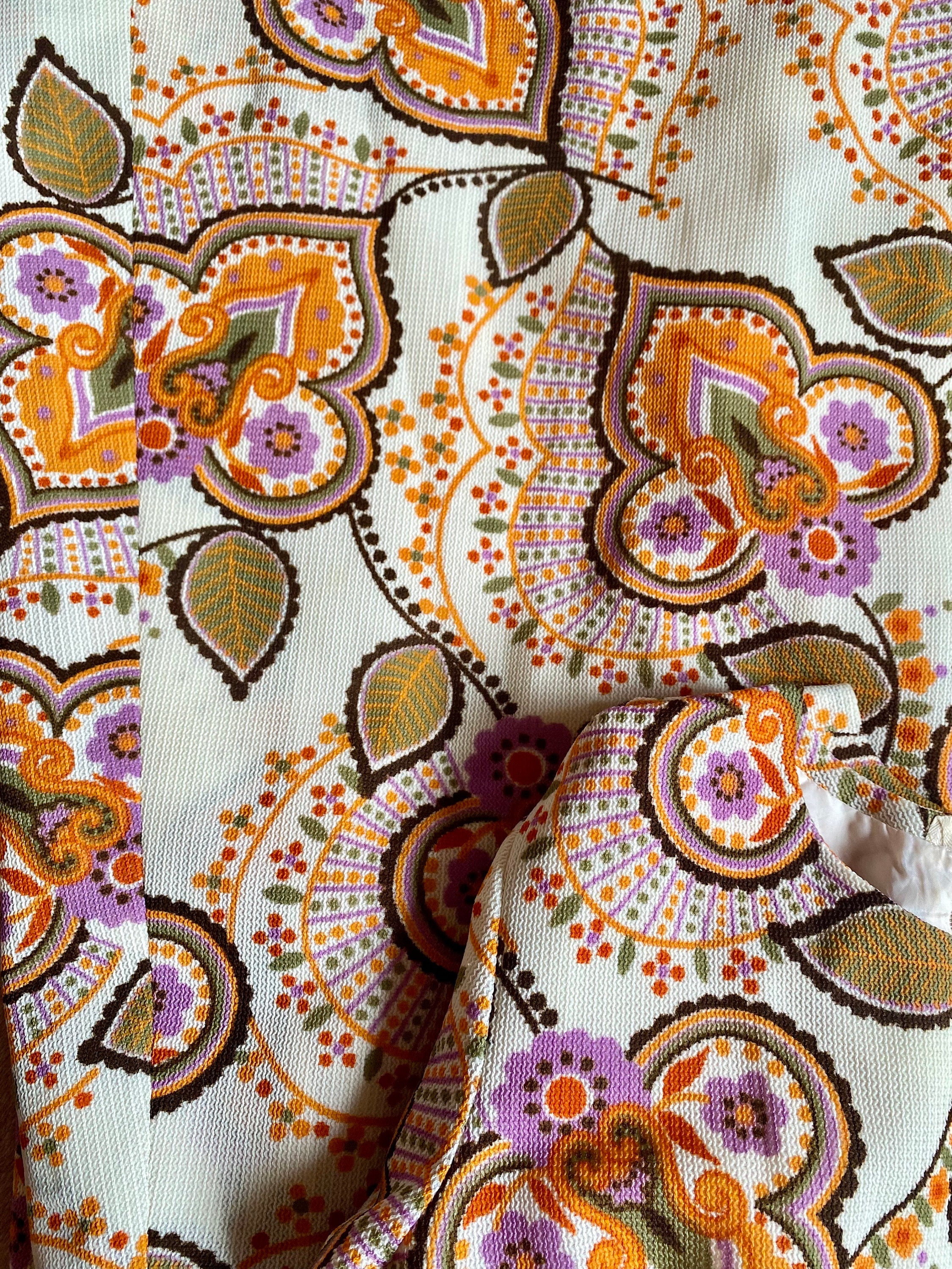 60s Trumpet Sleeve Floral Print Psychedelic Maxi Dress - Etsy