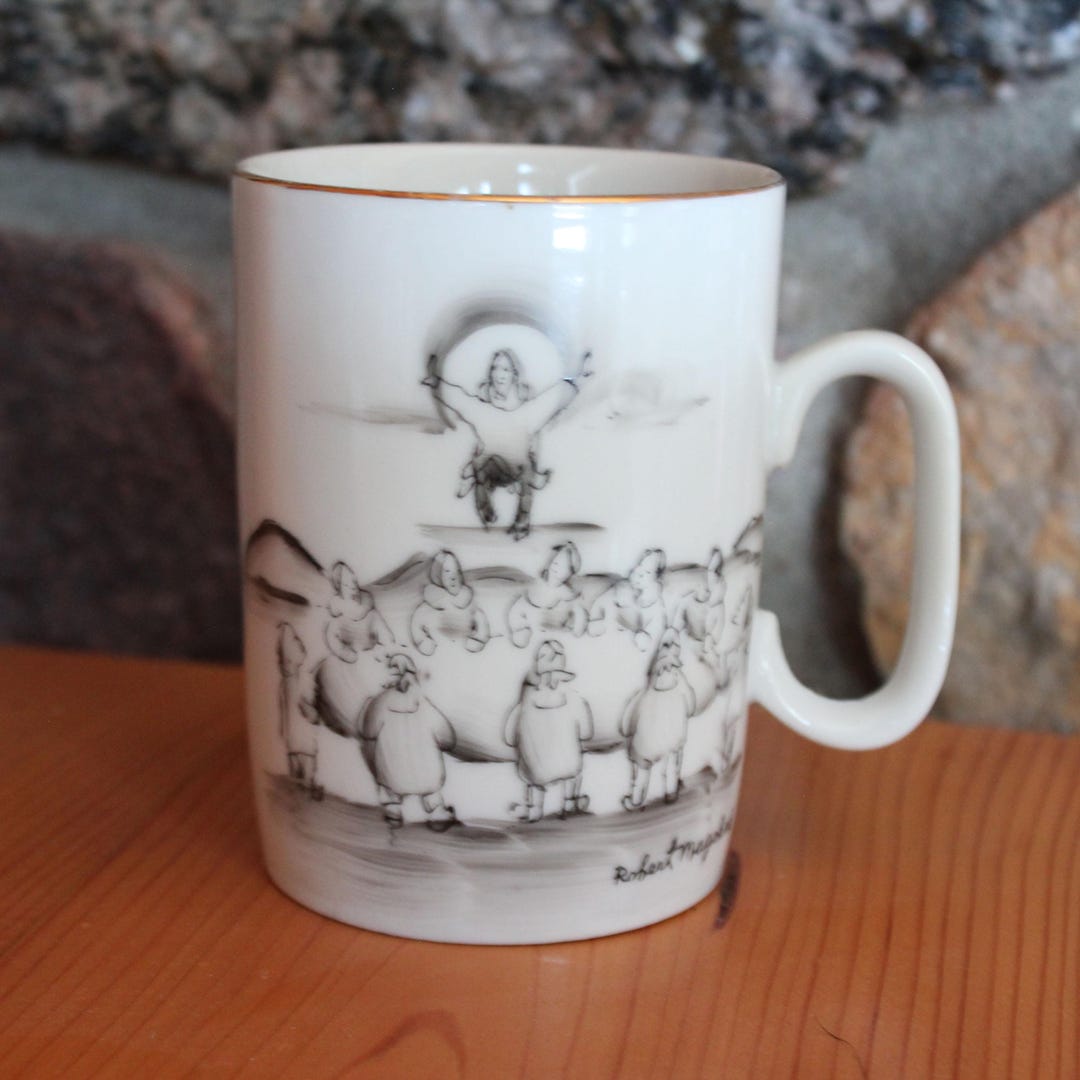 Inuit Art Etching by Robert Mayokok on White Porcelain Cup Mug ...