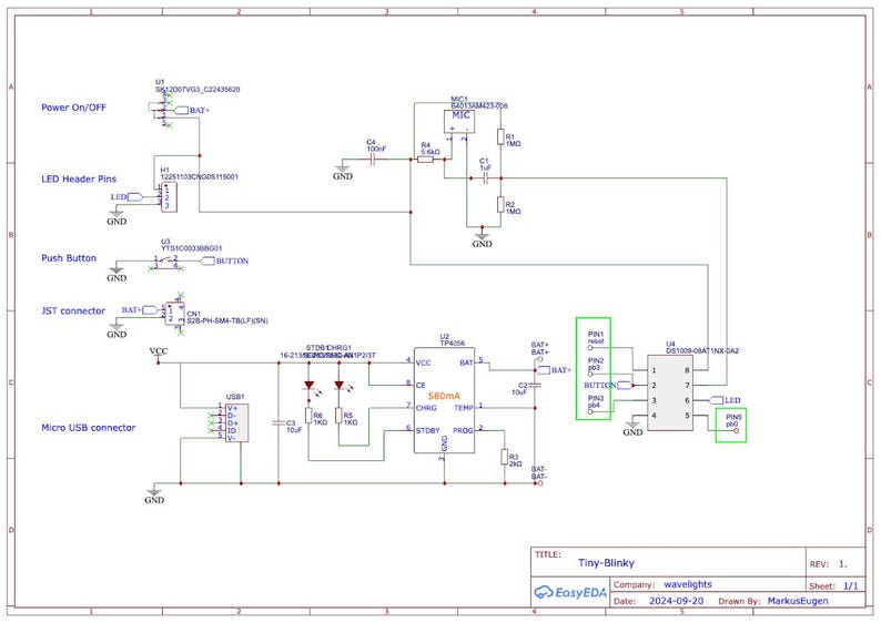Tiny Blinky DIY Board for Attiny25/45/85 LED Projects,sound Reactive,arduino,microcontroller ...