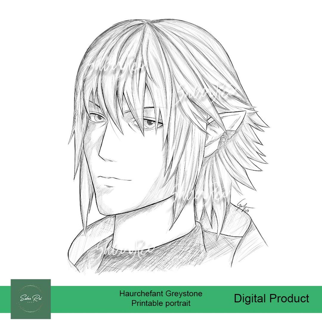 FFXIV Haurchefant Inspired Printable Fan Art, Non-colored, Wall Art ...