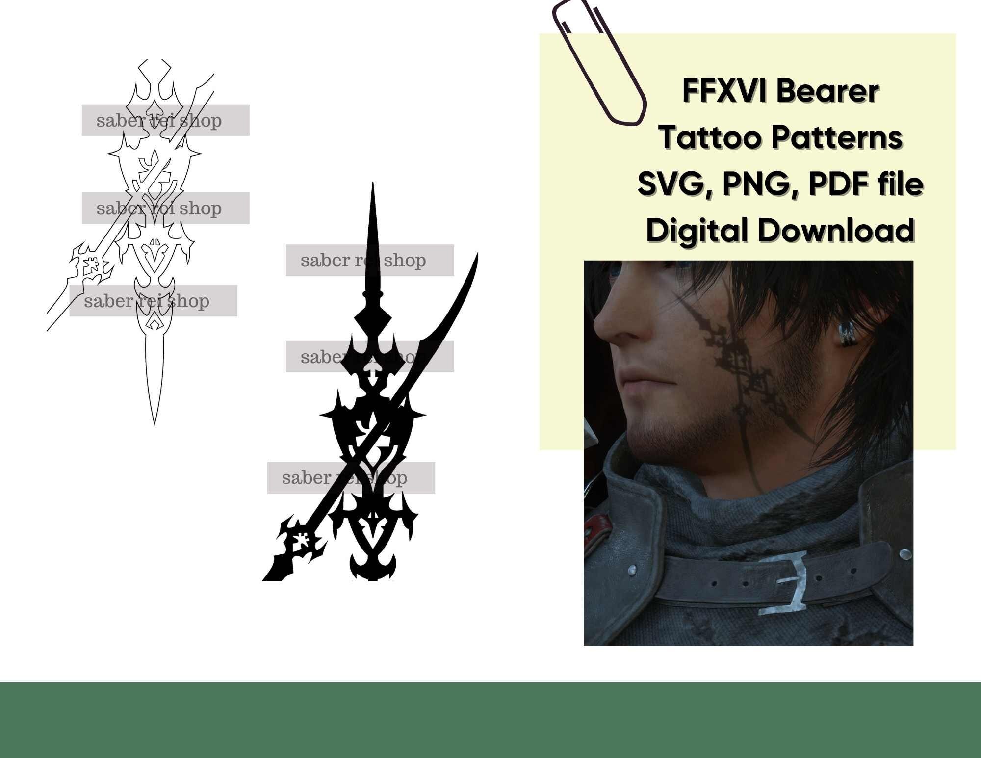Final Fantasy XVI Bearer Tattoo Pattern FFXVI Clive Rosefield - Etsy