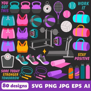 Fitness Digital Files, SVG PNG JPG, Clipart, Cut Files, Cricut ...