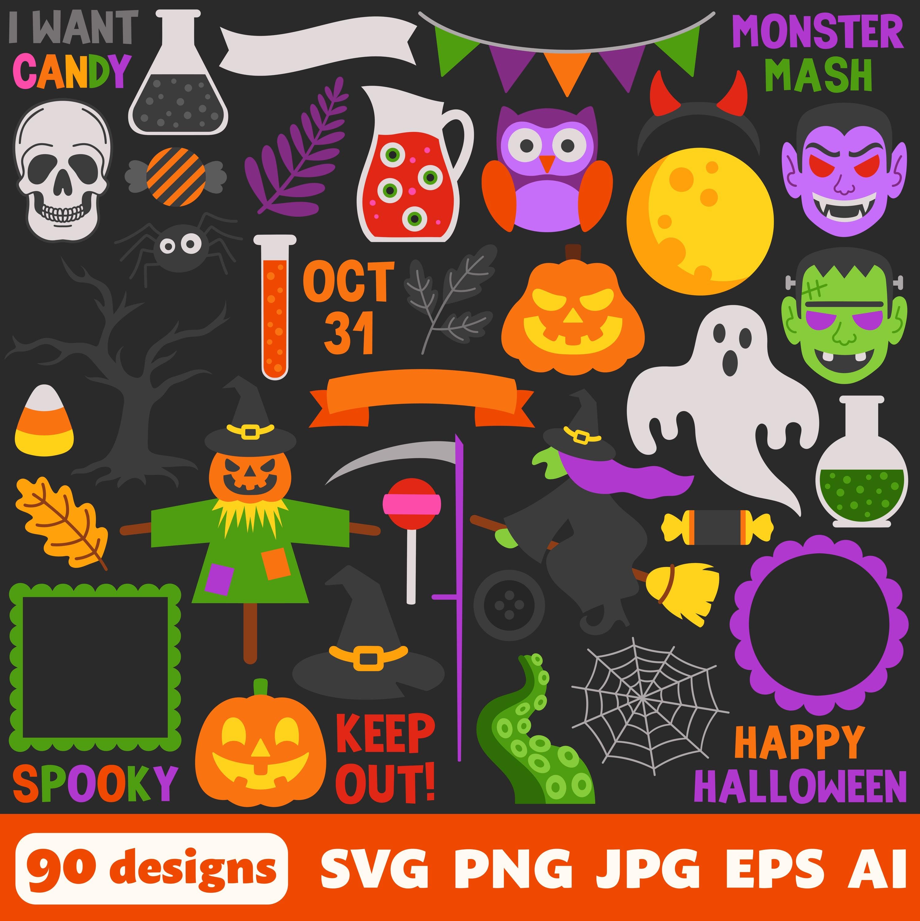 Halloween Digital Files, SVG PNG JPG, Clipart, Cut Files, Printable ...