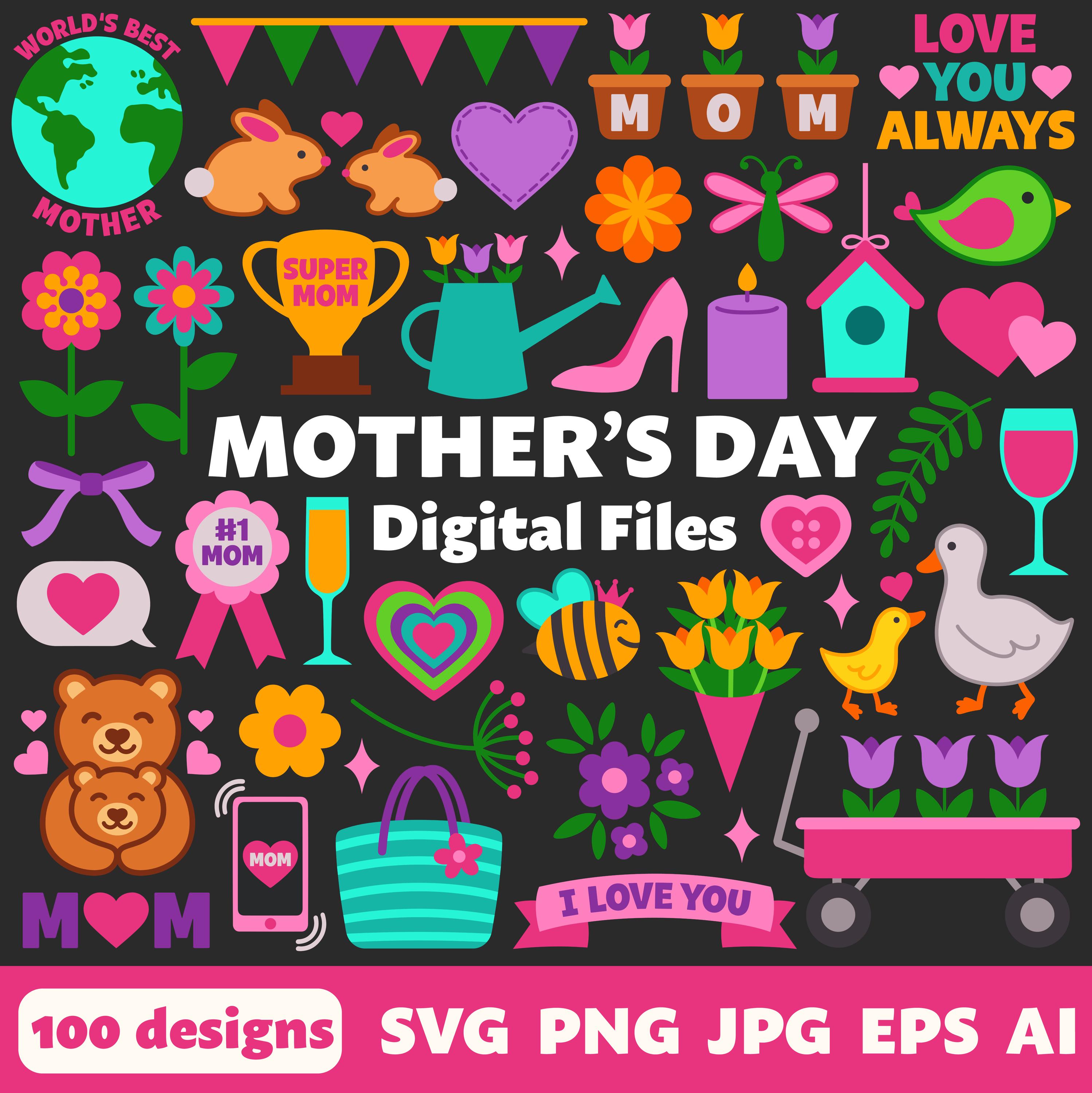 Mother's Day Digital Files, SVG PNG JPG, Clipart, Cut Files, Printable ...