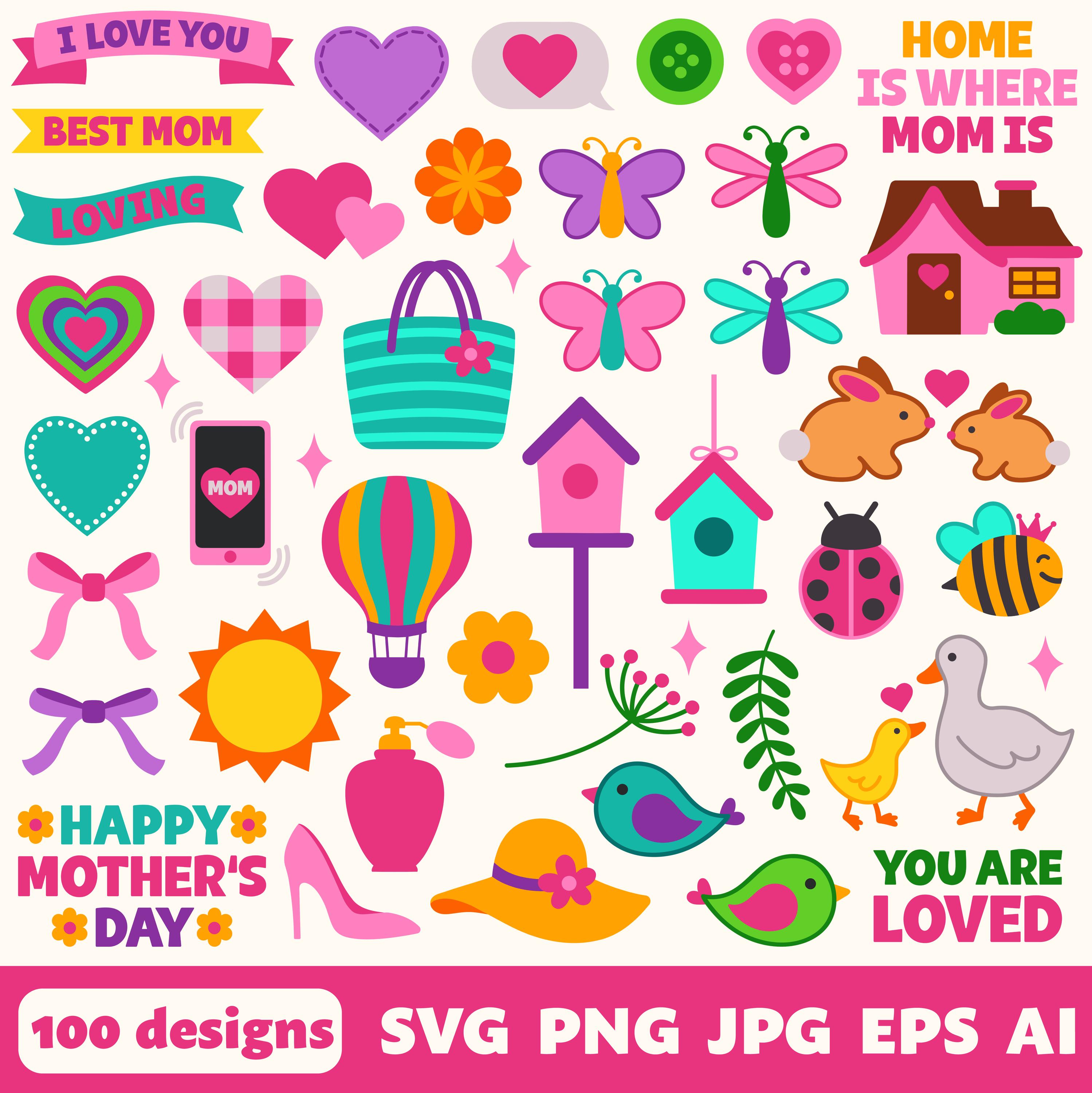 Mother's Day Digital Files, SVG PNG JPG, Clipart, Cut Files, Printable ...