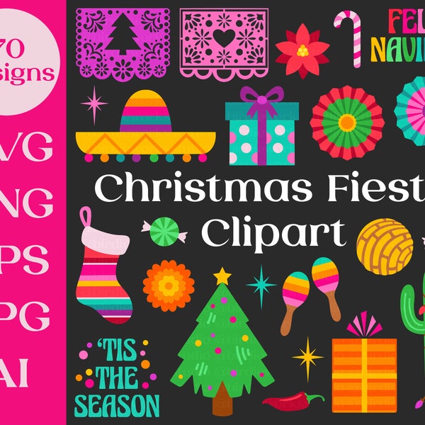 Mexican Christmas Clipart - Etsy