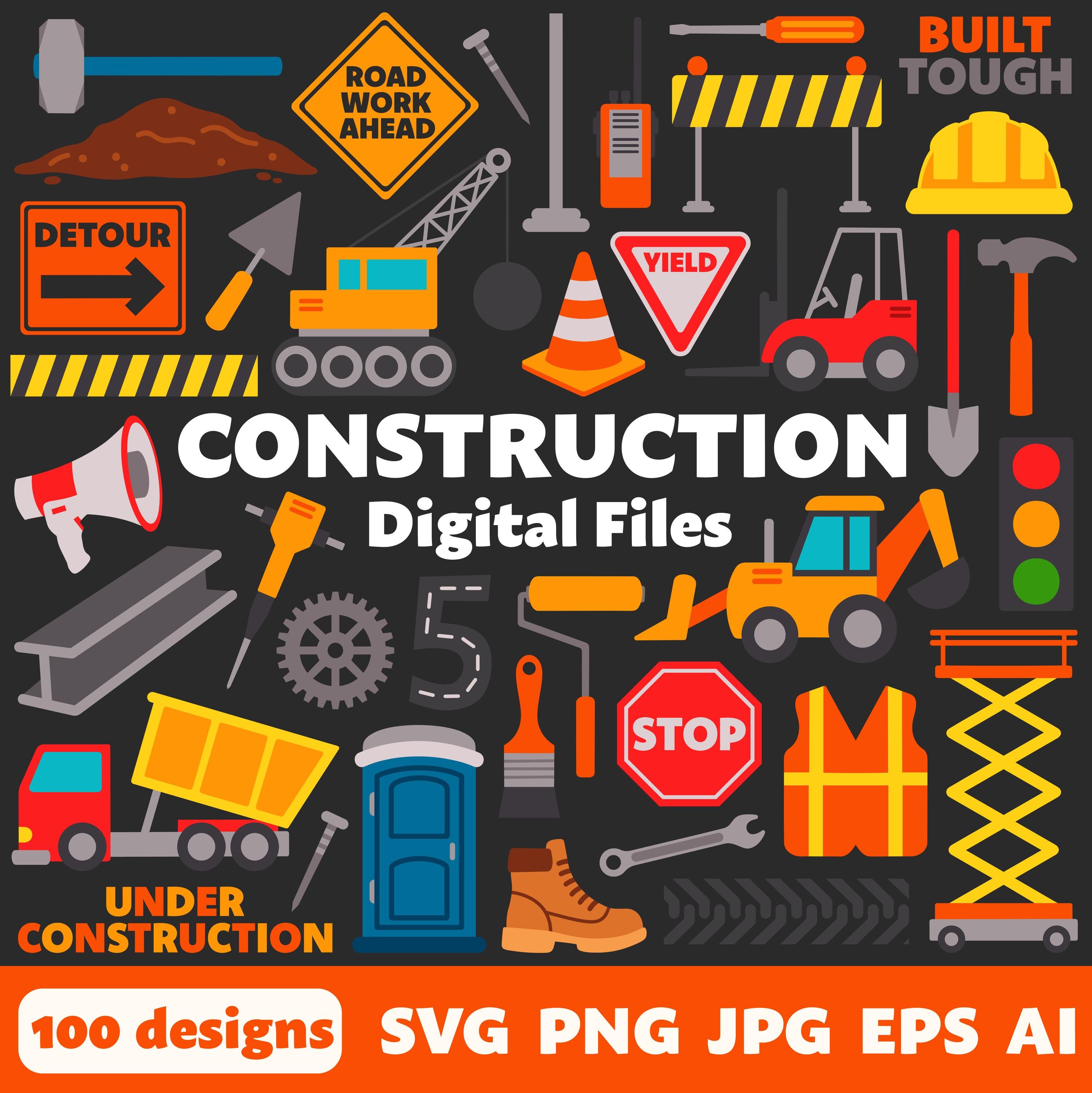 Construction Digital Files, SVG PNG JPG, Clipart, Cut Files, Cricut ...