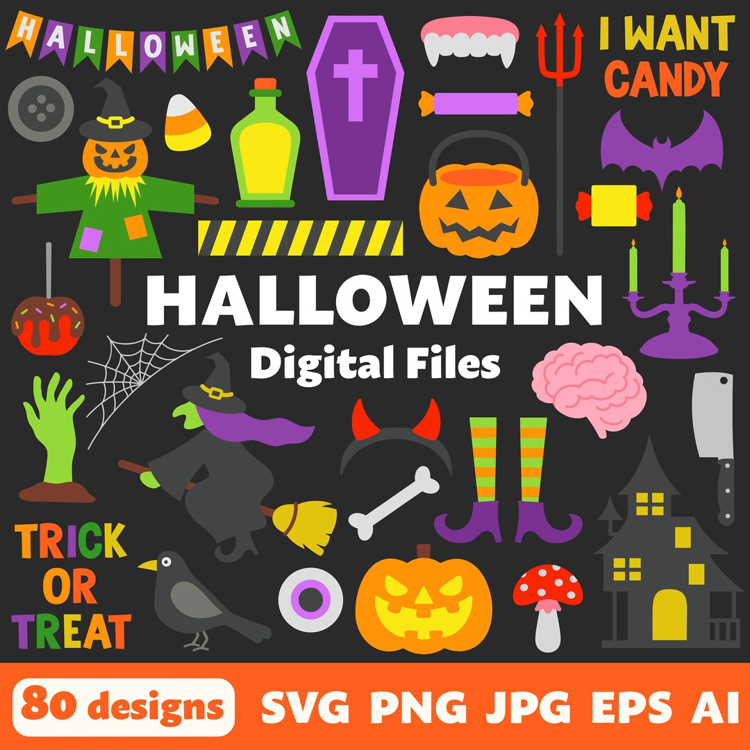 Halloween Digital Files, SVG PNG JPG, Clipart, Cut Files, Printable ...