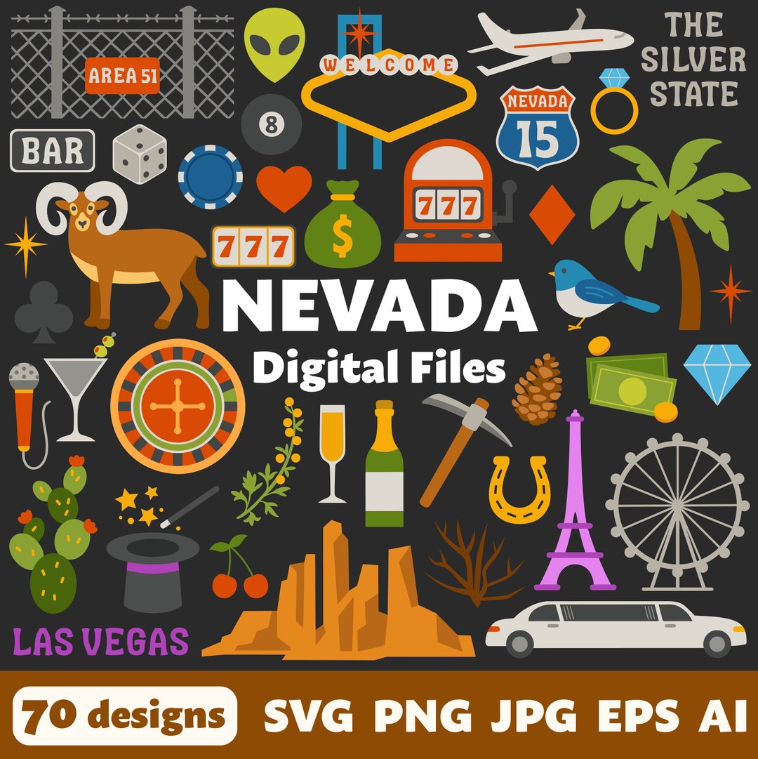 Nevada Digital Files, SVG PNG JPG, Clipart, Cut Files, Cricut, Las ...