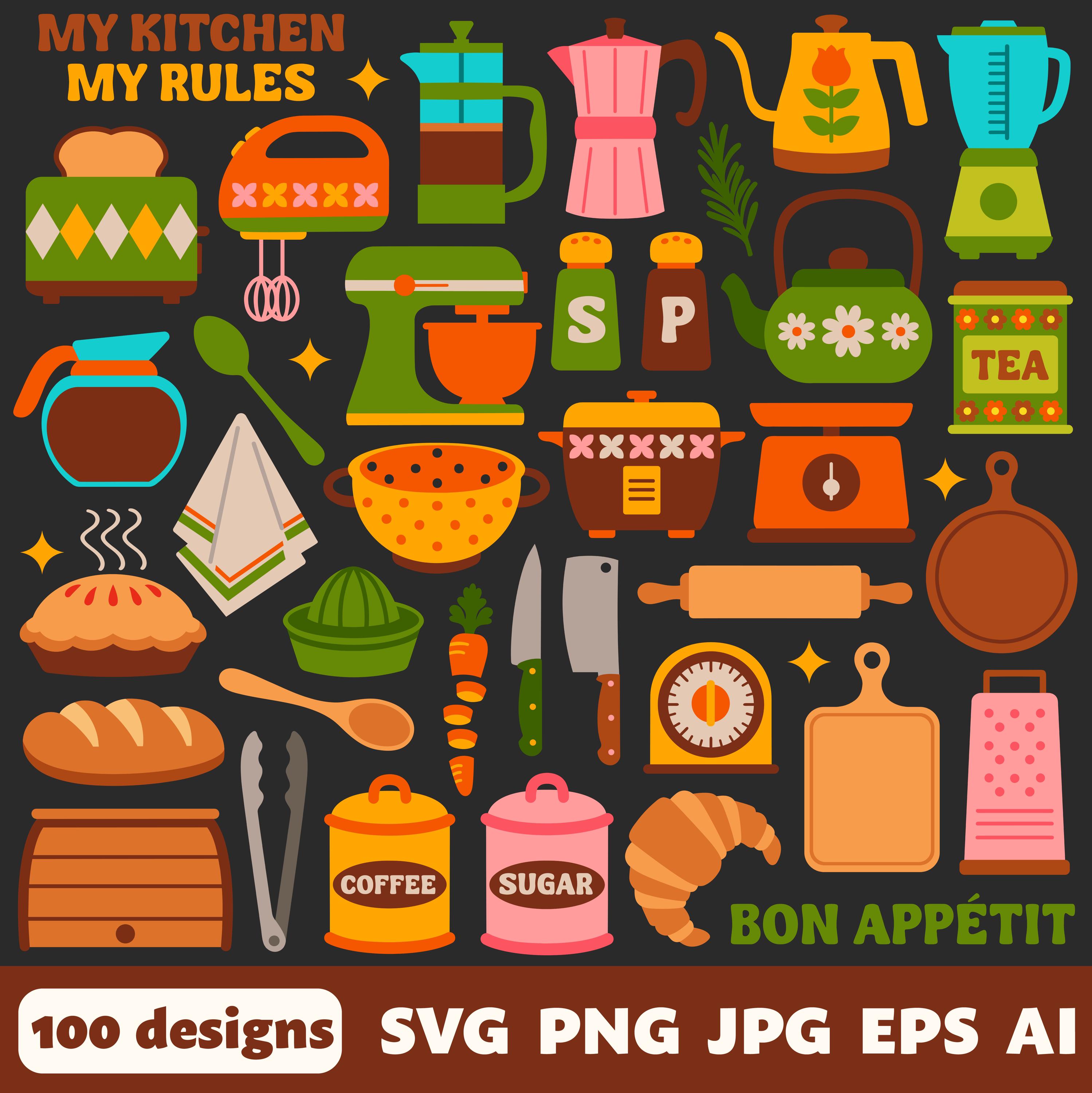 Kitchen Digital Files, SVG PNG JPG, Clipart, Cut Files, Cricut ...
